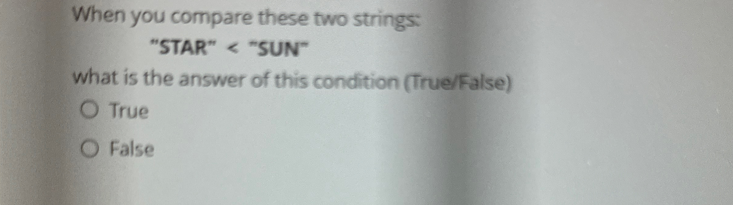 Solved When you compare these two strings:"STAR"