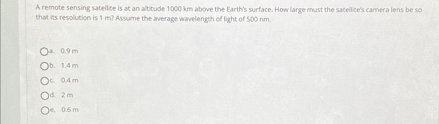 Solved A remote sensing satellite is at an altitude 1000km | Chegg.com
