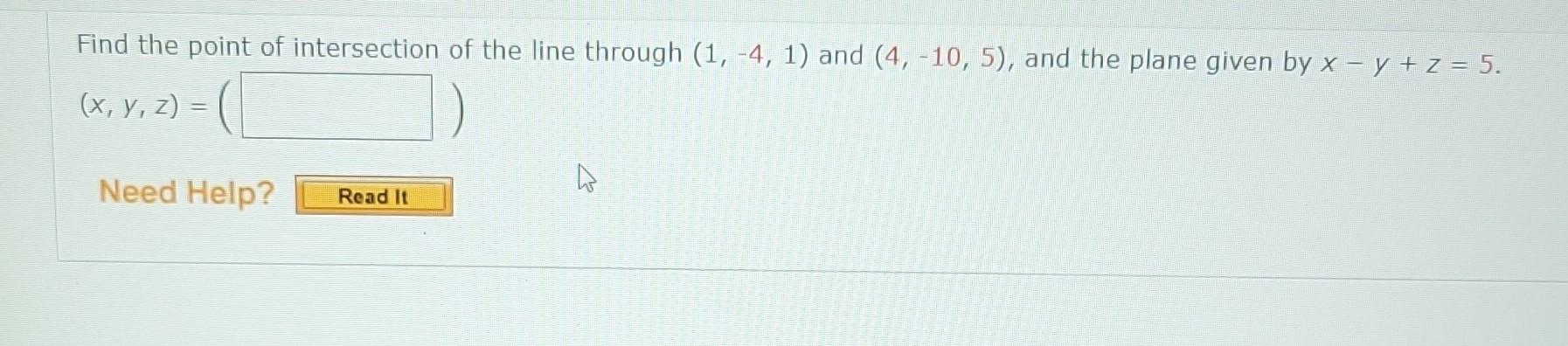 Solved Find the point of intersection of the line through | Chegg.com