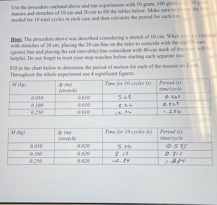 Use the procedure outlined above and run experiments | Chegg.com