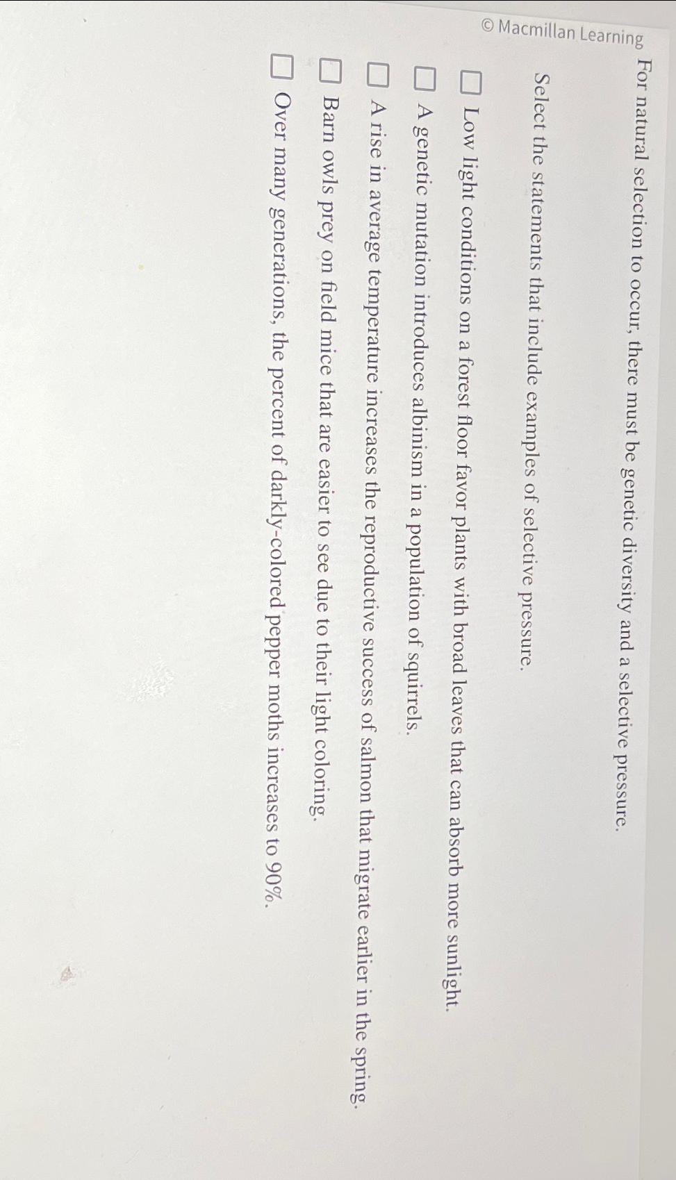 Solved For natural selection to occur, there must be genetic | Chegg.com