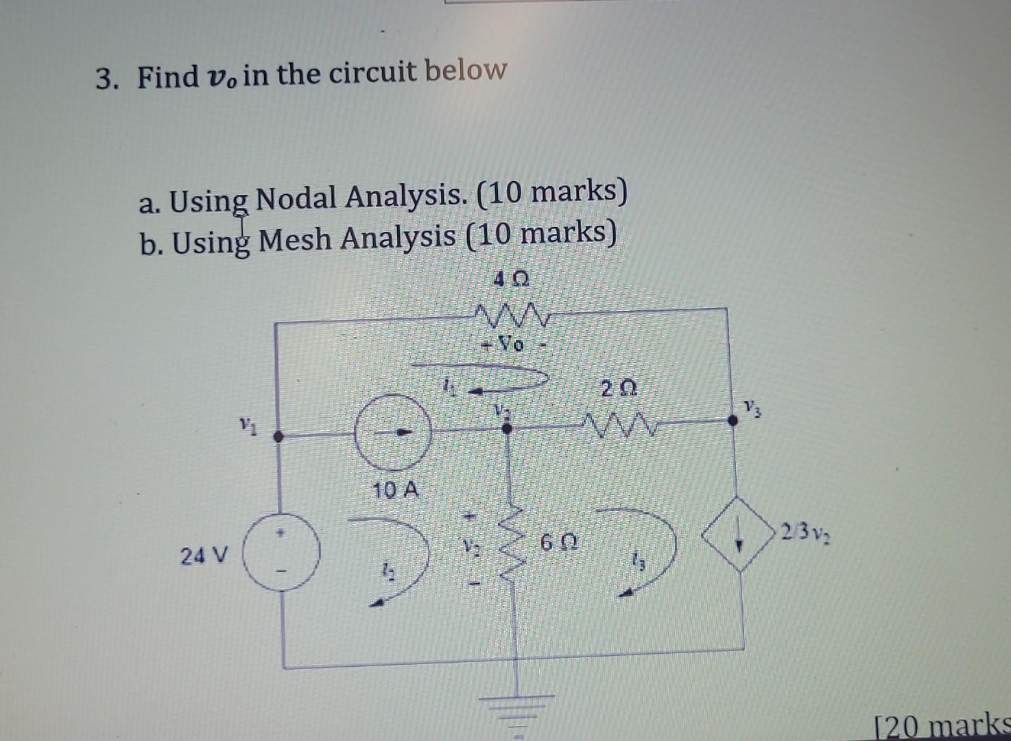 Solved 3. Find vo in the circuit below a. Using Nodal | Chegg.com