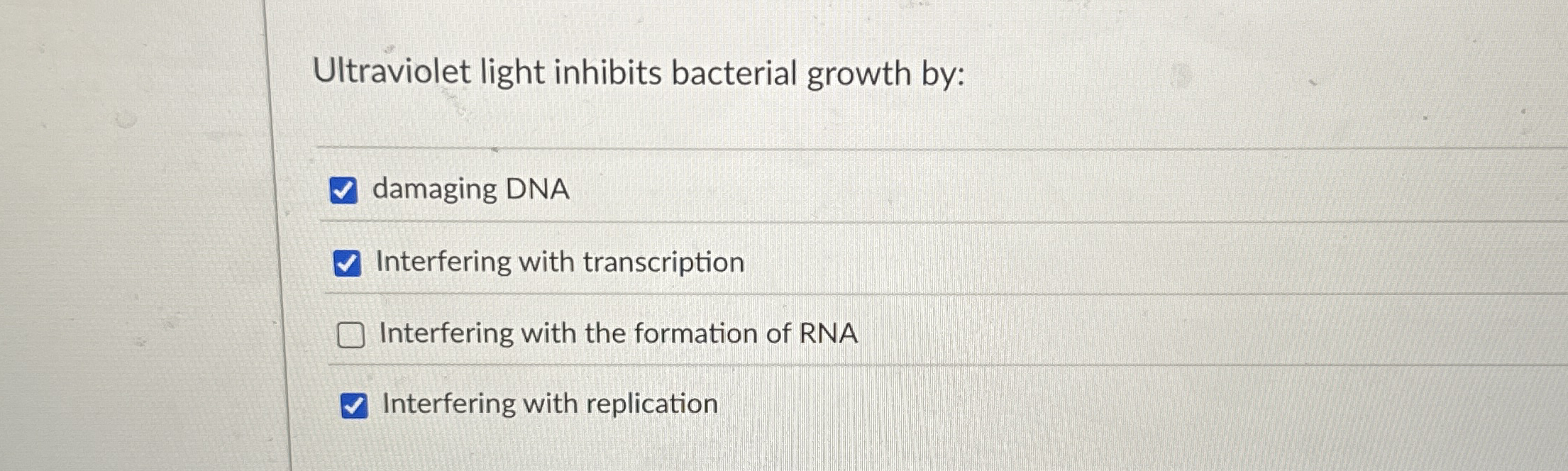 Solved Ultraviolet light inhibits bacterial growth | Chegg.com