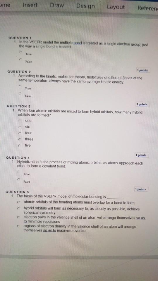 Solved ome Insert Draw Design Layout Referend QUESTION 1 1. | Chegg.com