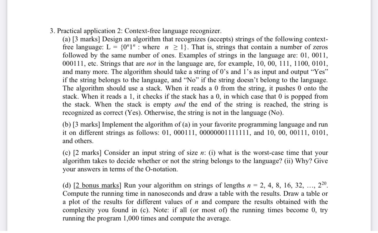 Solved Practical application 2: Context-free language | Chegg.com