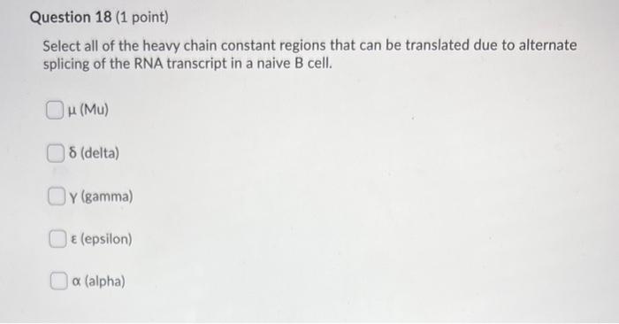 Select all of the heavy chain constant regions that | Chegg.com