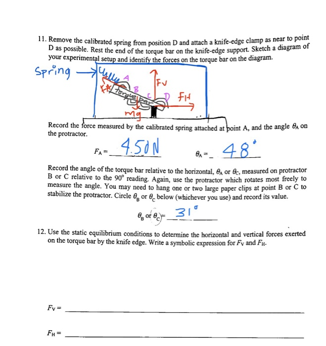 11. Remove the calibrated spring from position D and | Chegg.com