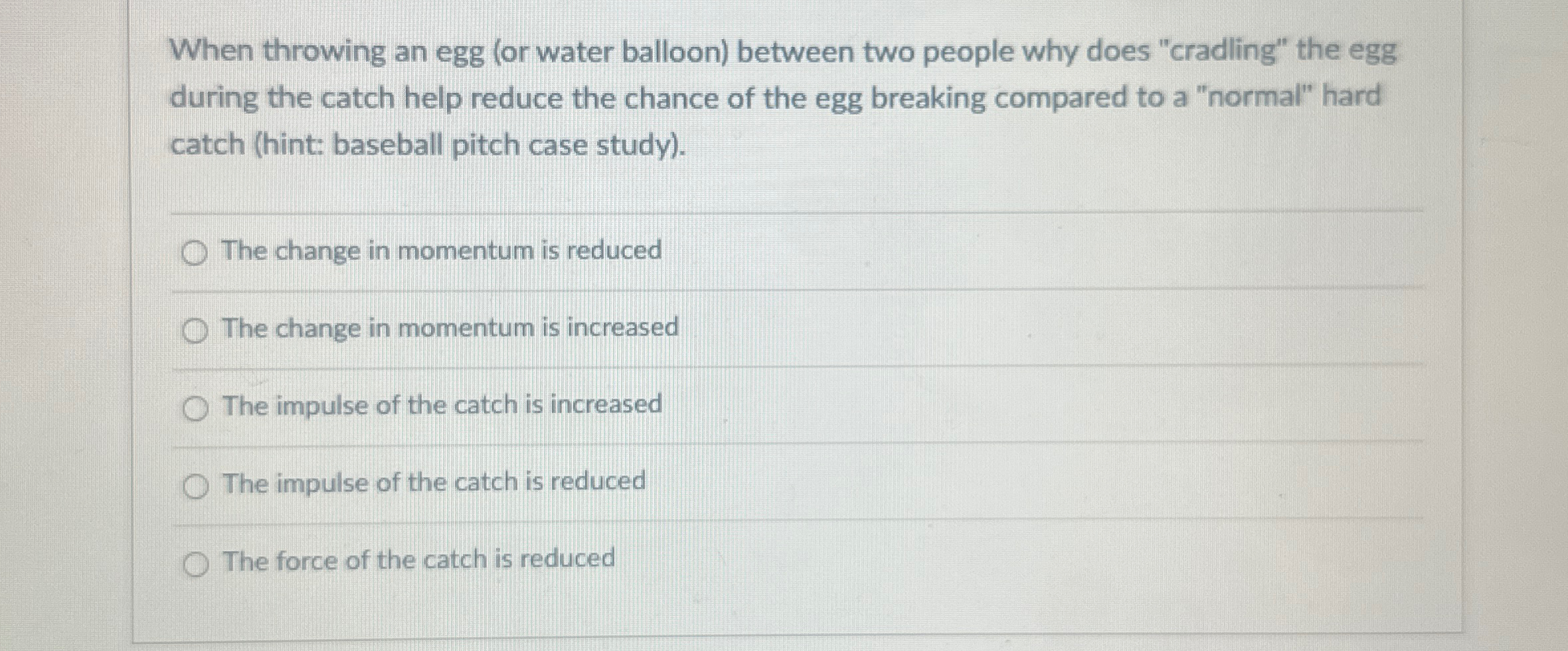 Solved When throwing an egg (or water balloon) ﻿between two | Chegg.com