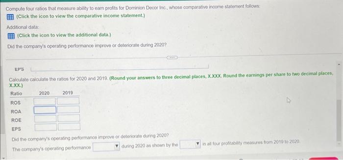Solved Comparative income statementAdditional dataCompute | Chegg.com