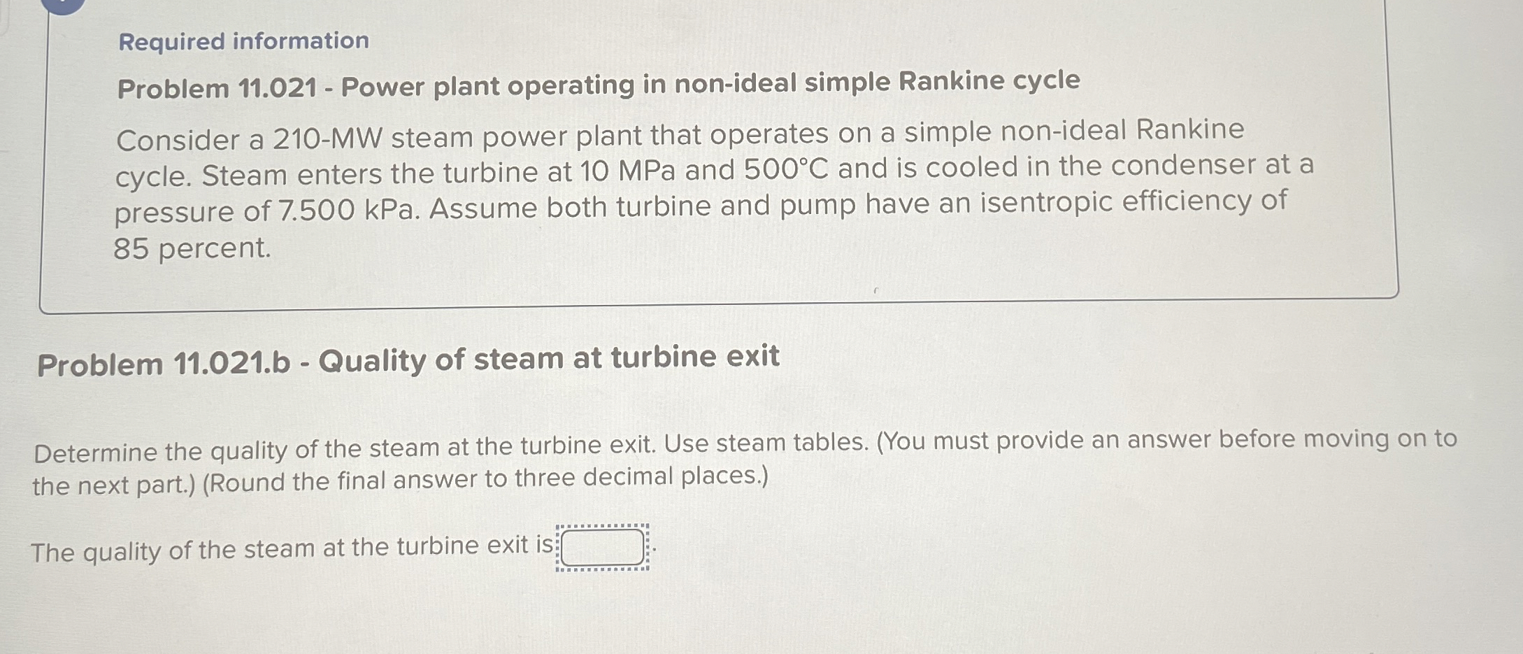 Solved Required informationProblem 11.021 - ﻿Power plant | Chegg.com