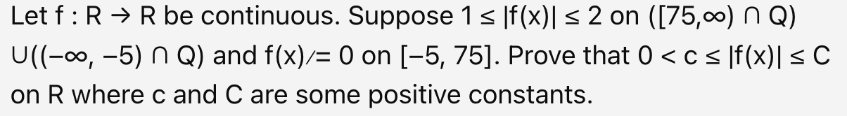 Solved Let f : R -> ﻿R be continuous. Suppose | Chegg.com