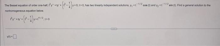 Solved The Bessel equation of order one-half, | Chegg.com