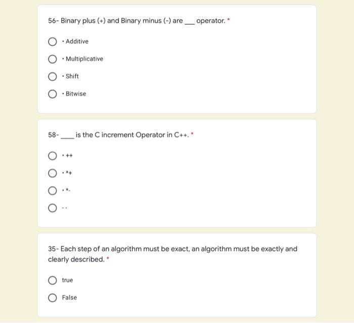 Solved 56- Binary plus (+) and Binary minus (-) | Chegg.com