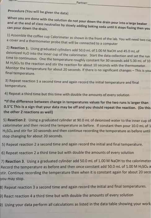 Name: Raw data Table Reaction 1 Change in Temp | Chegg.com