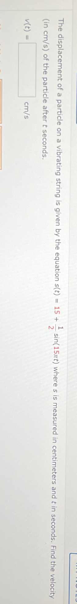 Solved The displacement of a particle on a vibrating string | Chegg.com