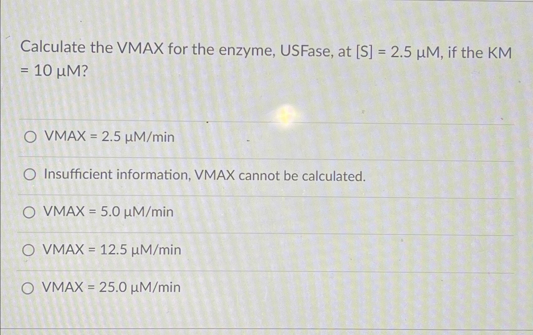 Solved Calculate the VMAX for the enzyme, USFase, at | Chegg.com