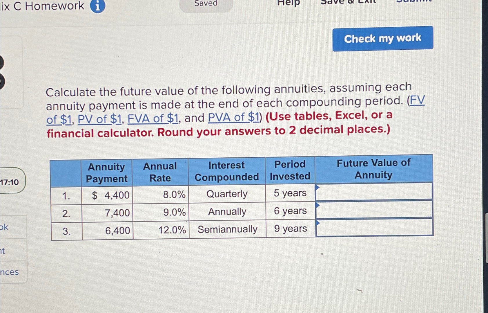 Solved Calculate the future value of the following | Chegg.com