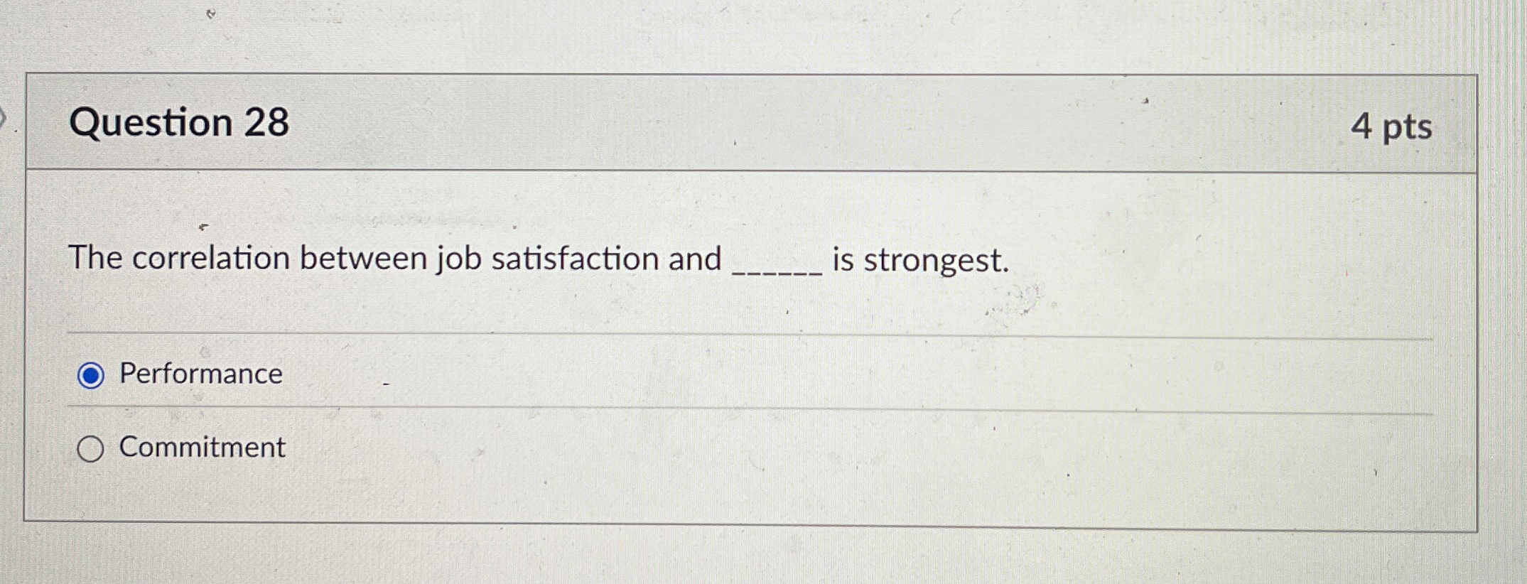 Solved Question 28The correlation between job satisfaction | Chegg.com