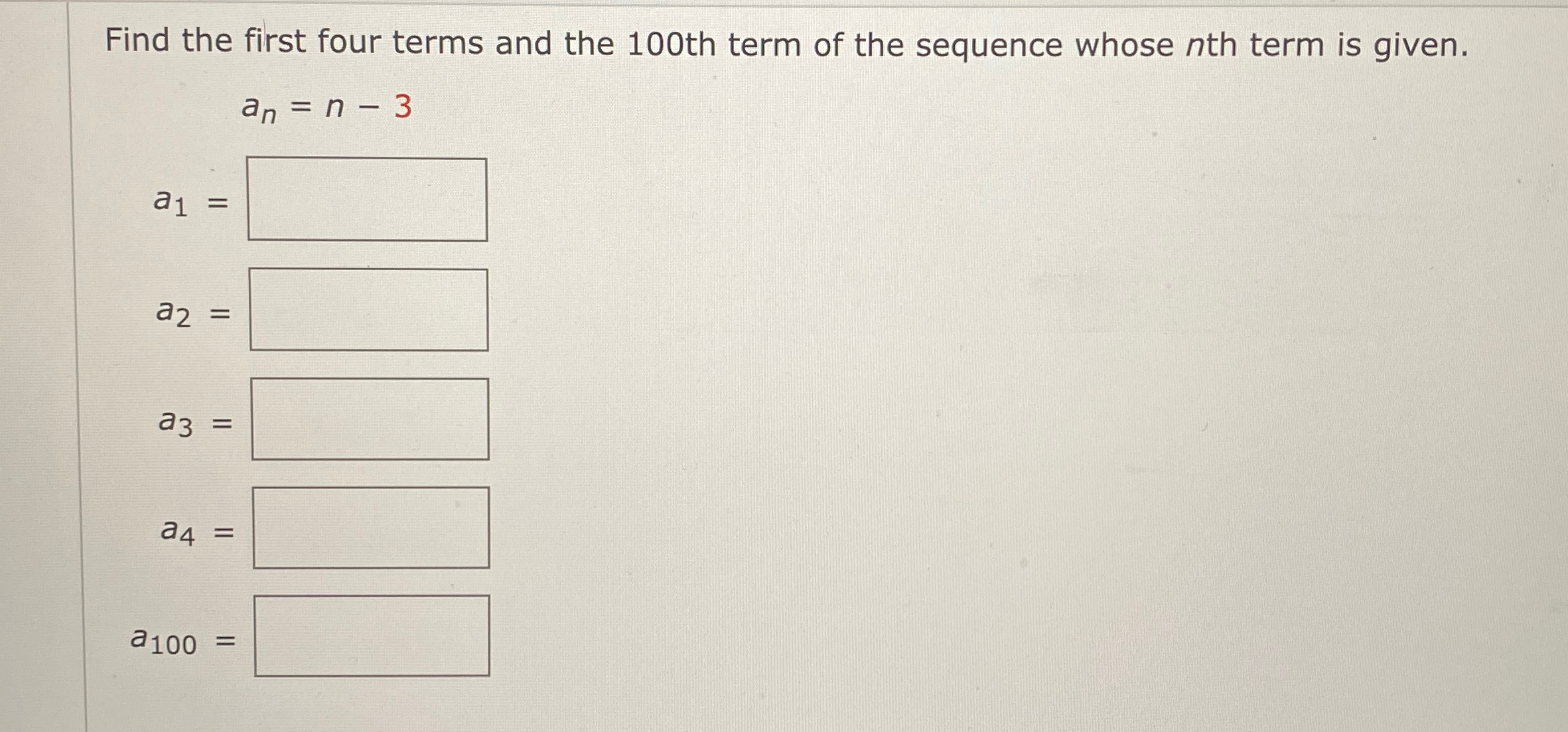 Solved Find the first four terms and the 100th term of the | Chegg.com