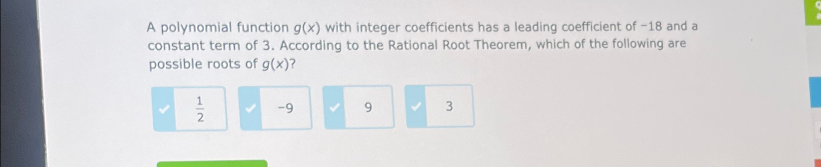 Solved A polynomial function g(x) ﻿with integer coefficients | Chegg.com