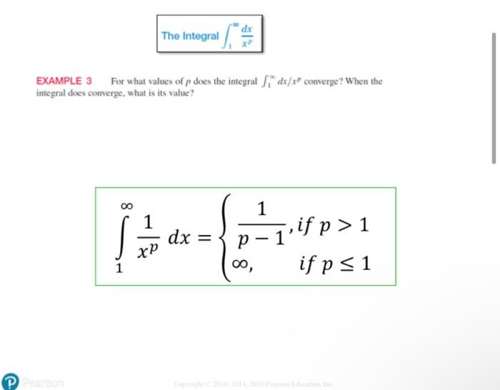 Solved EXAMPLE 3 For what values of p does the integral | Chegg.com