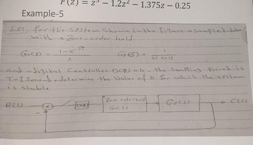 Solved Z) = Zº Zº – 1.2z- - 1.3752 – 0.25 Example-5 Ex: for | Chegg.com