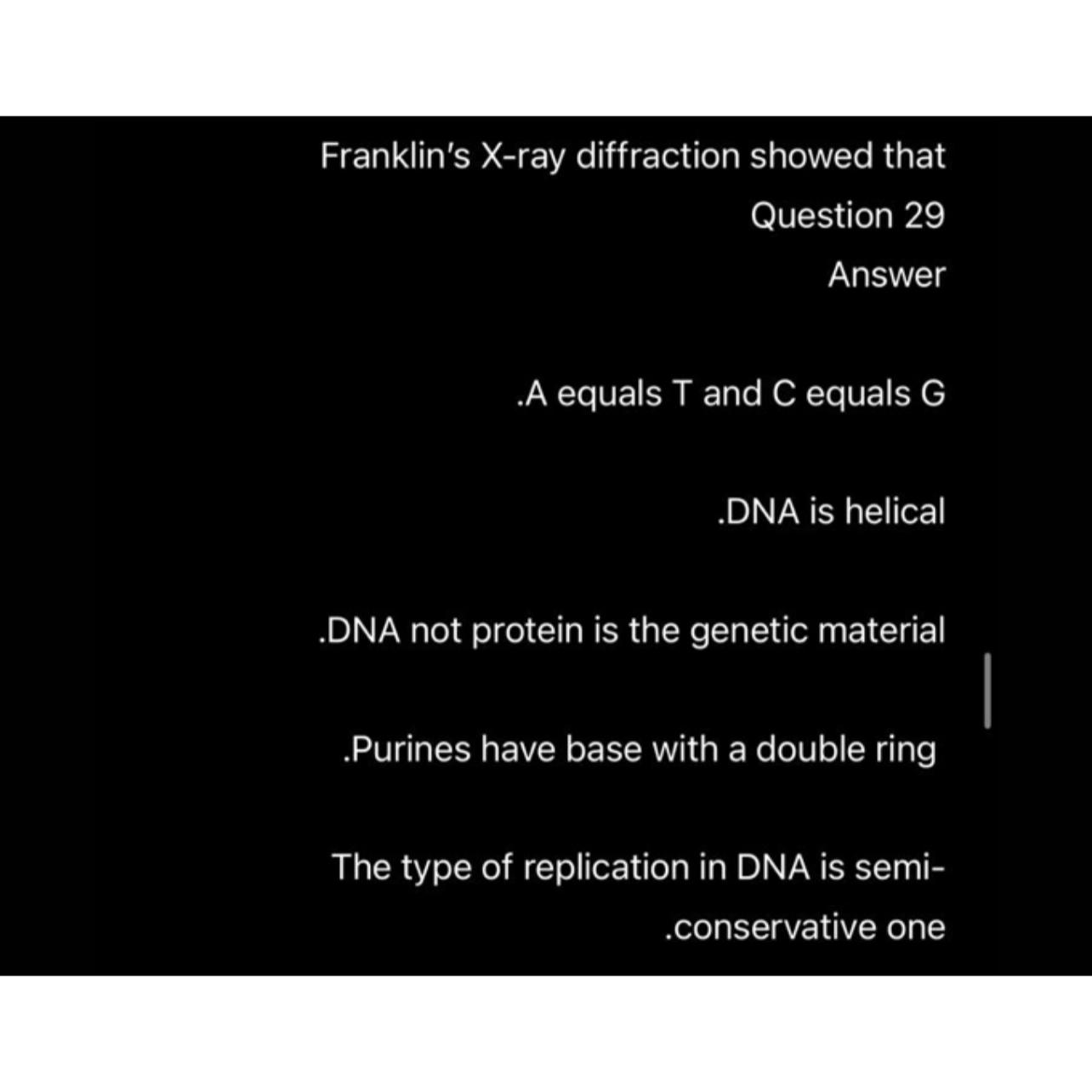 Solved Franklin's X-ray diffraction showed thatQuestion | Chegg.com