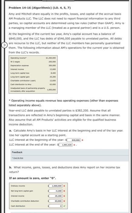 Problem 14-16 (Algorithmic) (LO. 4, 5, 7) Amy and | Chegg.com Problem 14-16 (Algorithmic) (LO. 4, 5, 7) Amy and | Chegg.com