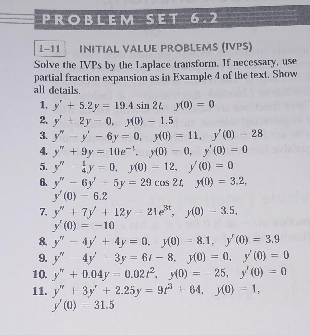 Solved Solve the IVPs by the Laplace transform. If | Chegg.com