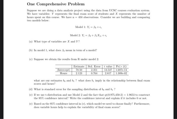 One Comprehensive Problem Suppose we are doing a data | Chegg.com