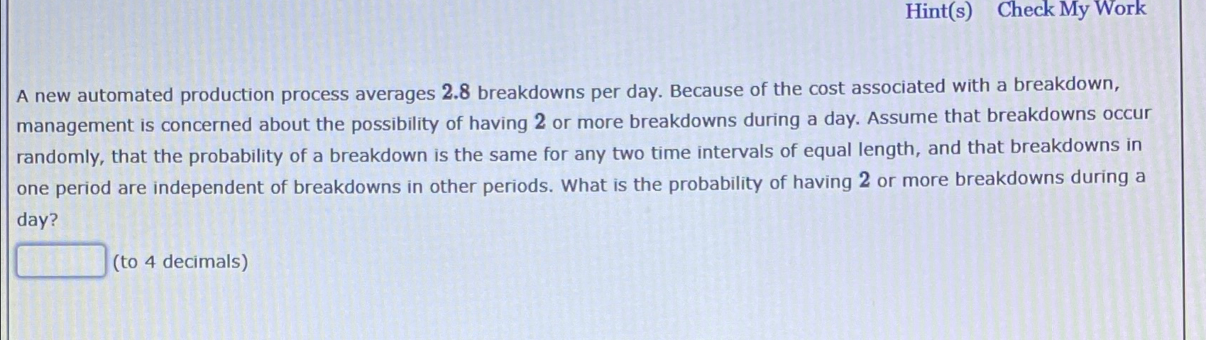 Solved Hint(s) ﻿Check My WorkA new automated production | Chegg.com