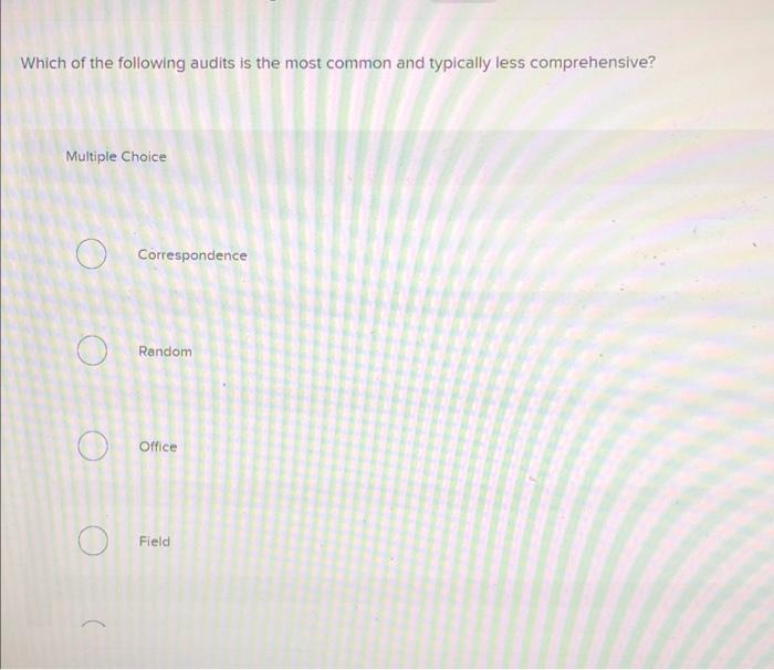 Solved Which of the following audits is the most common and | Chegg.com