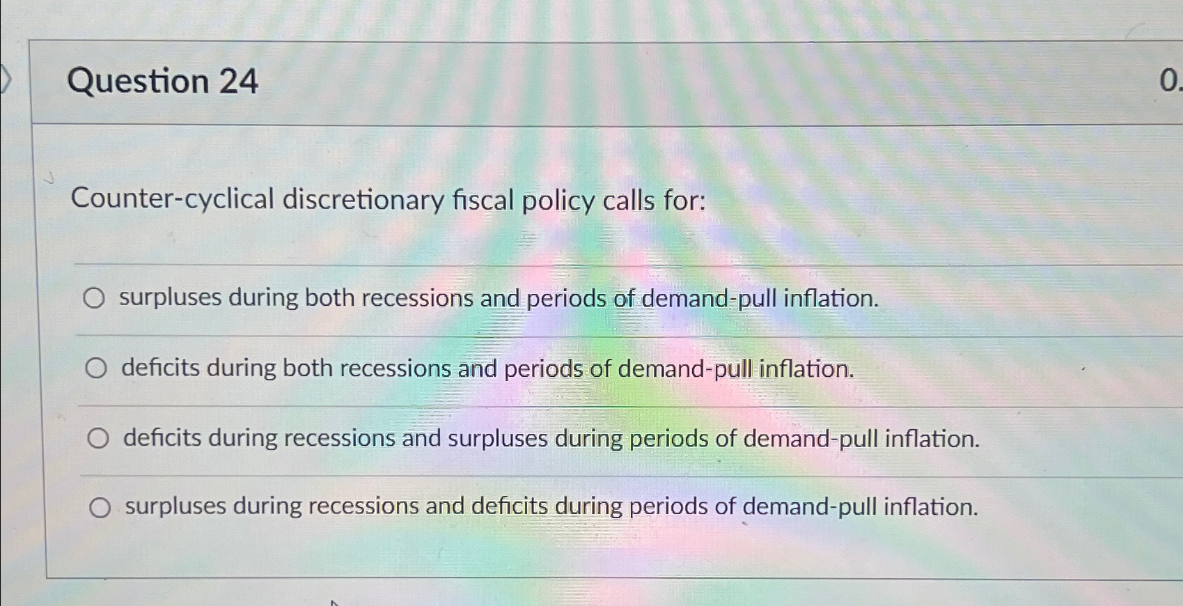 Solved Question 24Counter-cyclical discretionary fiscal | Chegg.com
