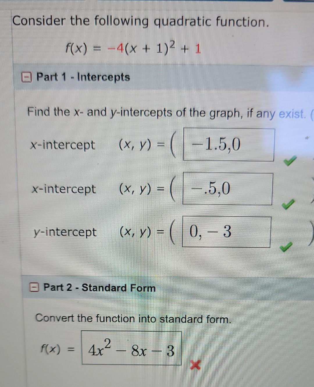 Solved Consider the following quadratic function. f(x) = | Chegg.com