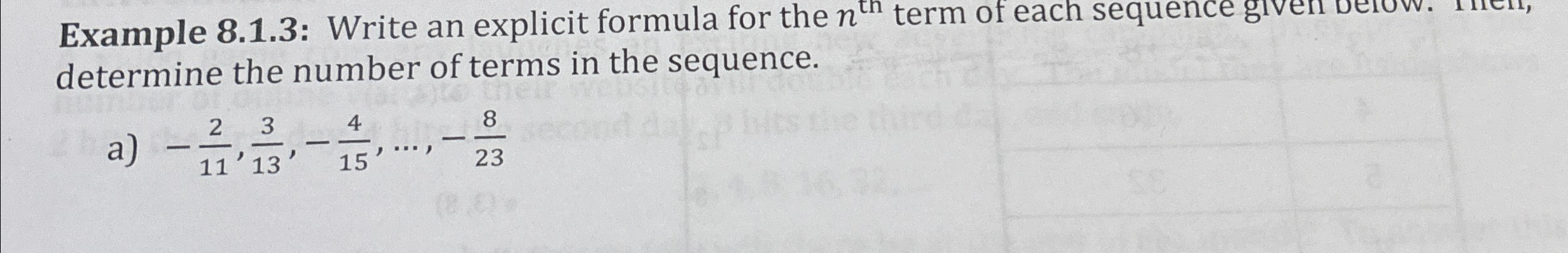 Solved Example 8.1.3: Write an explicit formula for the nn | Chegg.com