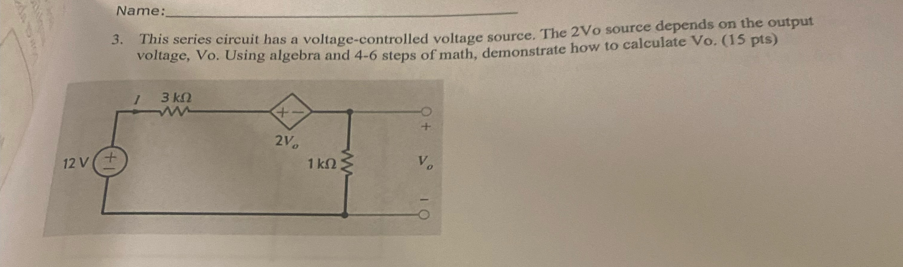 Solved This series circuit has a voltage-controlled voltage | Chegg.com