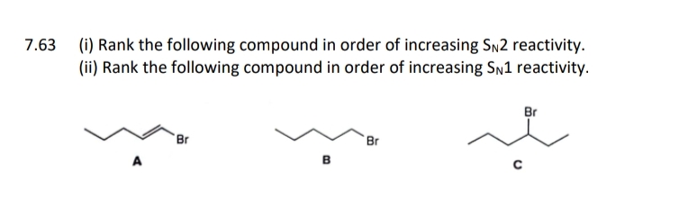 Solved (i) ﻿Rank the following compound in order of | Chegg.com