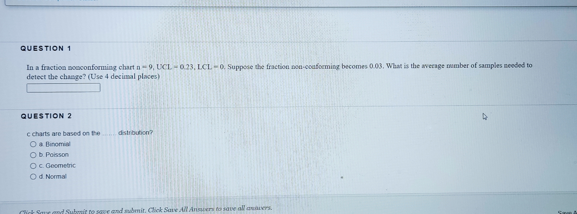 QUESTION 1In a fraction nonconforming chart | Chegg.com