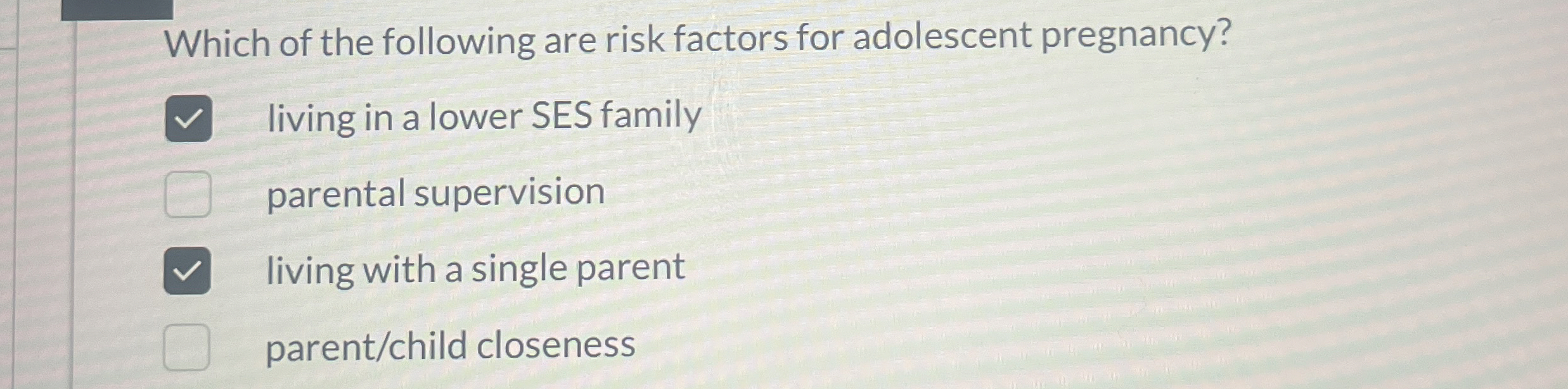 Solved Which of the following are risk factors for | Chegg.com
