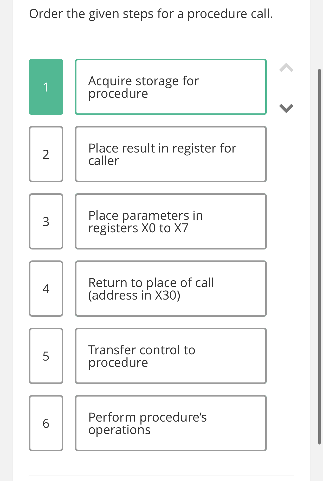 Solved Order the given steps for a procedure call.1Acquire | Chegg.com
