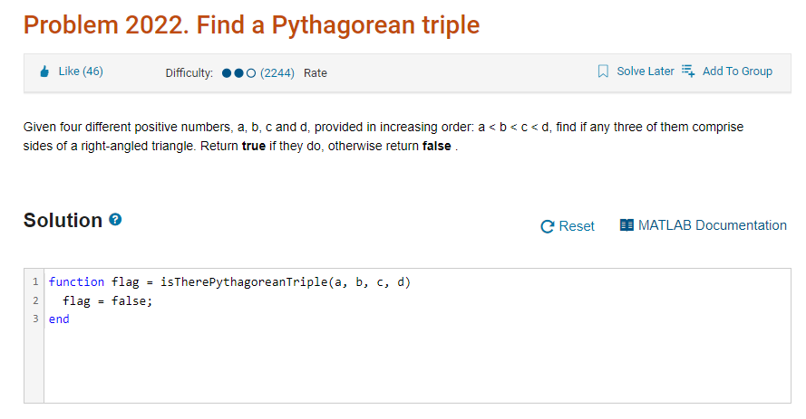 Solved Problem 2022 ﻿Find a Pythagorean triple | Chegg.com