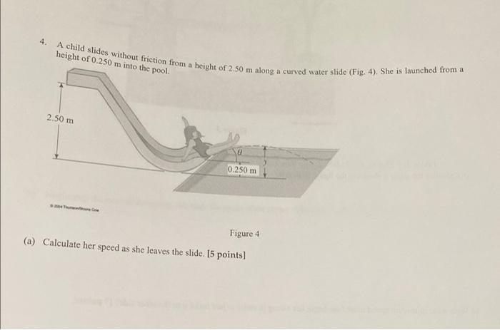 Solved height of 0.250 m into the pool. A child slides | Chegg.com