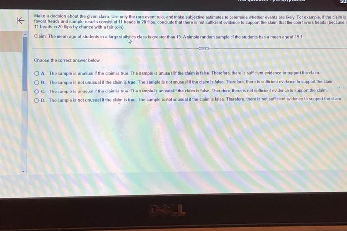 Solved Make a decision about the given claim. Use only the | Chegg.com