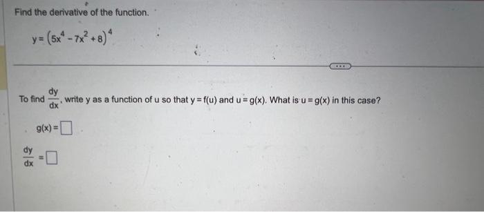 Solved Find the derivative of the following function. | Chegg.com