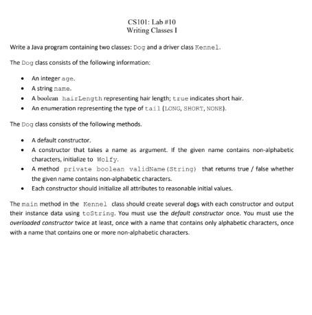 Solved CS101: Lab#10 Writing Classes Write a Java program | Chegg.com