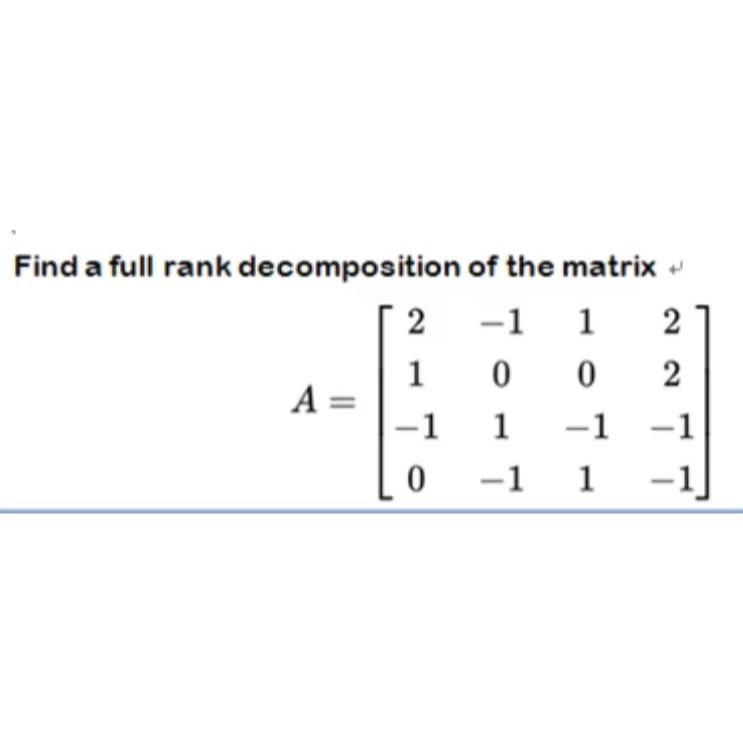 Solved Find a full rank decomposition of the | Chegg.com