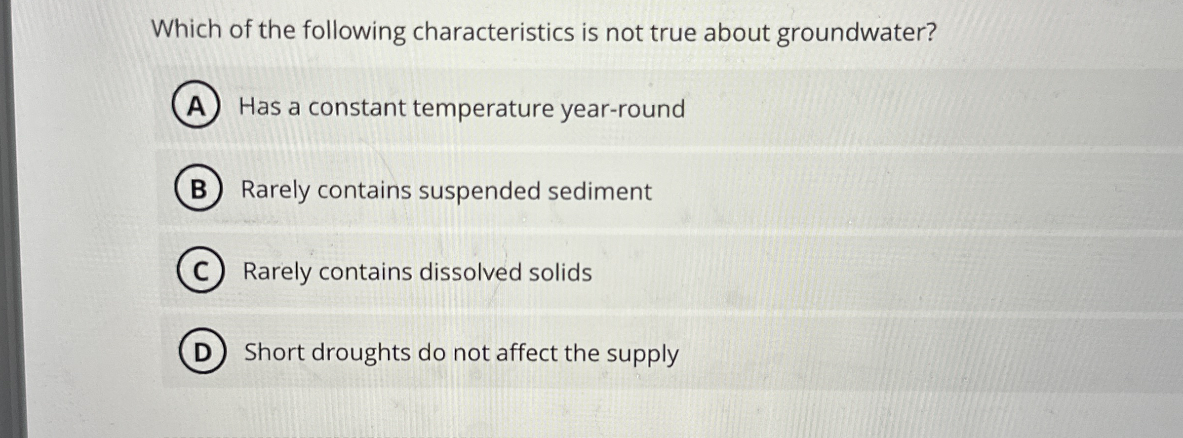 Solved Which of the following characteristics is not true | Chegg.com