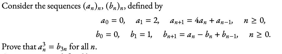 Solved Consider the sequences (a_(n))_(n),(b_(n))_(n), | Chegg.com