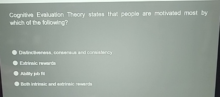 Solved Cognitive Evaluation Theory states that people are | Chegg.com