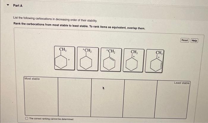 Solved List the following carbocations in decreasing order | Chegg.com Solved List the following carbocations in decreasing order | Chegg.com